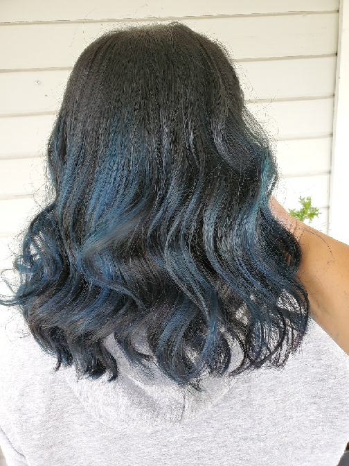 Black Hair With Dark Blue Tips